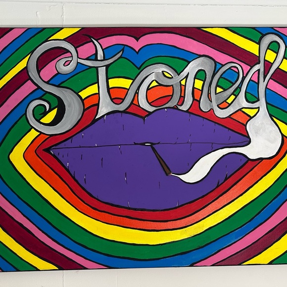 Art | Colorful Stoned Wall Art With Purple Lips | Poshmark